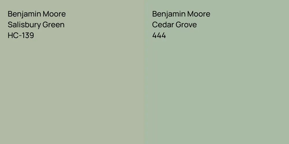 Benjamin Moore Salisbury Green vs. Benjamin Moore Cedar Grove comparison