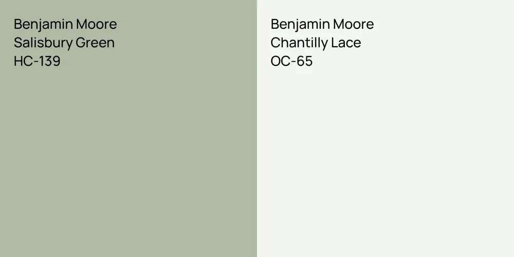 Benjamin Moore Salisbury Green vs. Benjamin Moore Chantilly Lace comparison