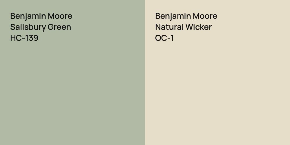 Benjamin Moore Salisbury Green vs. Benjamin Moore Natural Wicker comparison