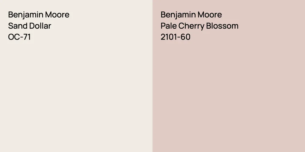 Benjamin Moore Sand Dollar vs. Benjamin Moore Pale Cherry Blossom comparison