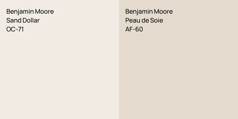 Benjamin Moore Sand Dollar vs. Benjamin Moore Peau de Soie comparison