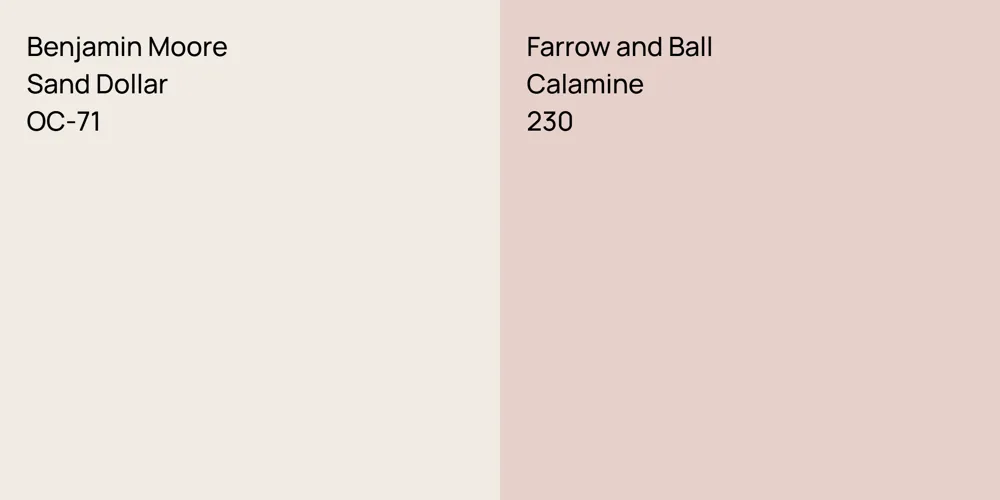 Benjamin Moore Sand Dollar vs. Farrow and Ball Calamine comparison