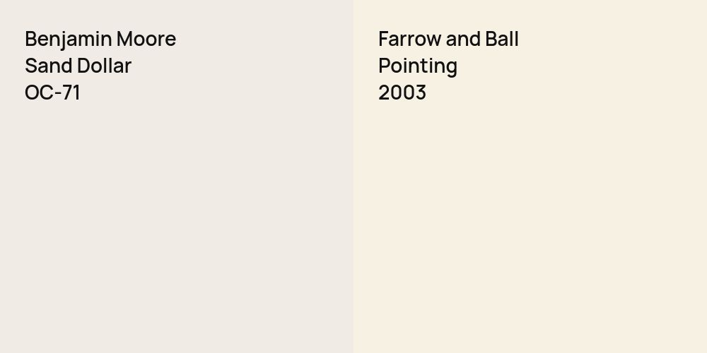 Benjamin Moore Sand Dollar vs. Farrow and Ball Pointing comparison