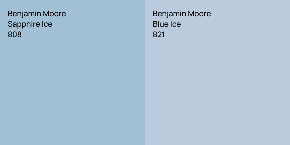 Benjamin Moore Sapphire Ice vs. Benjamin Moore Blue Ice comparison