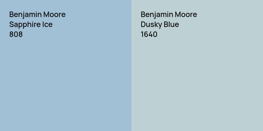 Benjamin Moore Sapphire Ice vs. Benjamin Moore Dusky Blue comparison