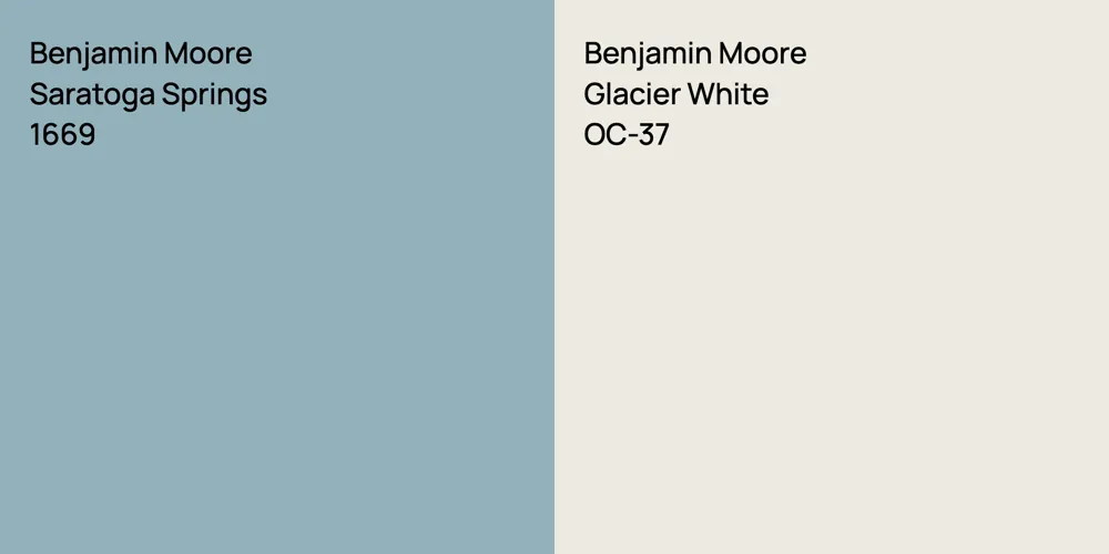Benjamin Moore Saratoga Springs vs. Benjamin Moore Glacier White comparison