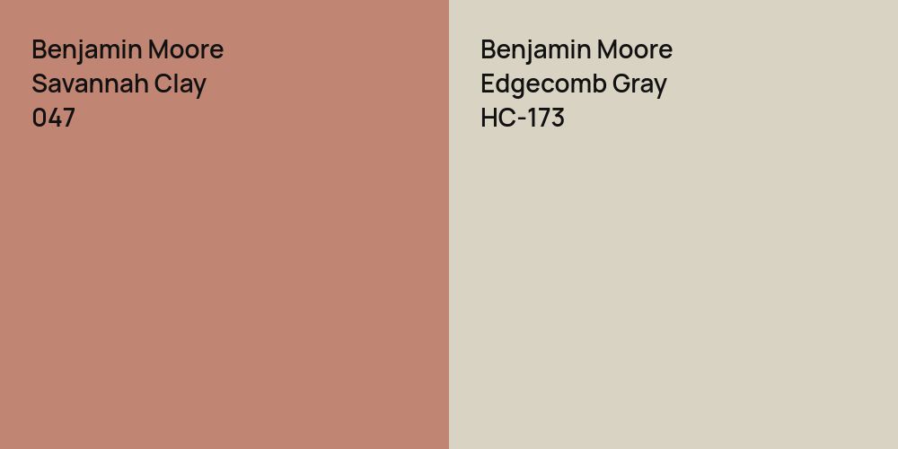 Benjamin Moore Savannah Clay vs. Benjamin Moore Edgecomb Gray comparison