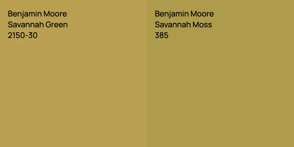 Benjamin Moore Savannah Green vs. Benjamin Moore Savannah Moss comparison