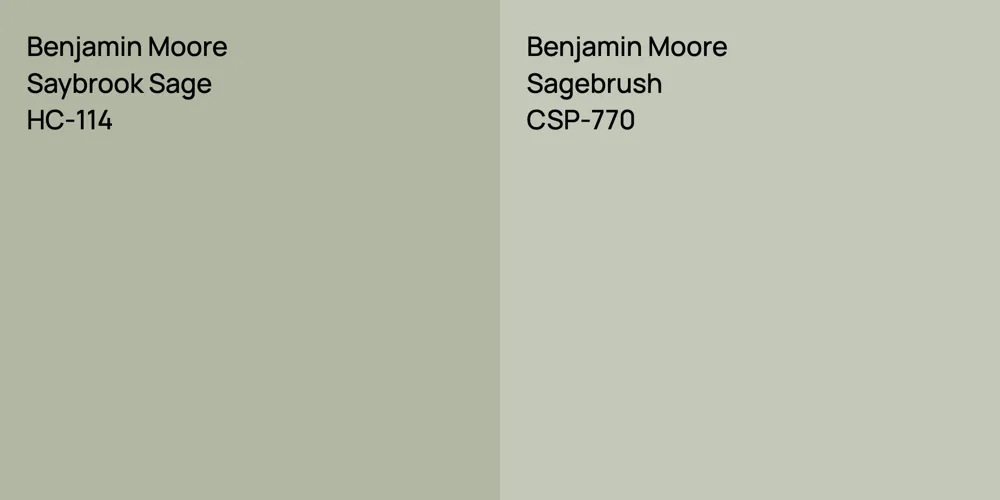 Benjamin Moore Saybrook Sage vs. Benjamin Moore Sagebrush comparison