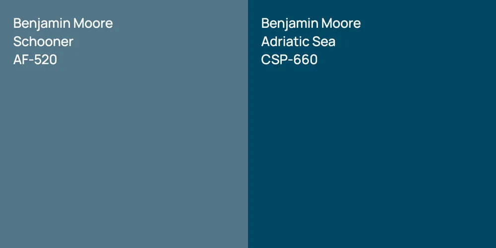 Benjamin Moore Schooner vs. Benjamin Moore Adriatic Sea comparison