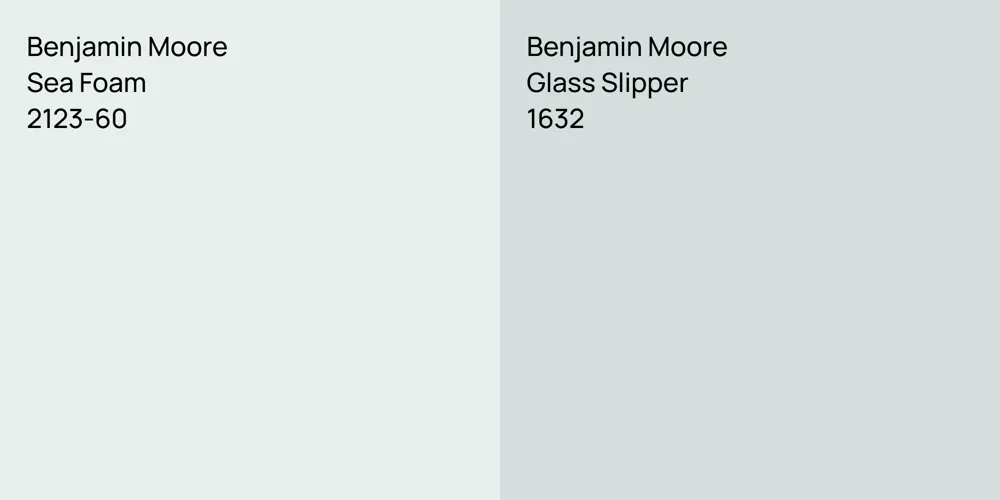 Benjamin Moore Sea Foam vs. Benjamin Moore Glass Slipper comparison