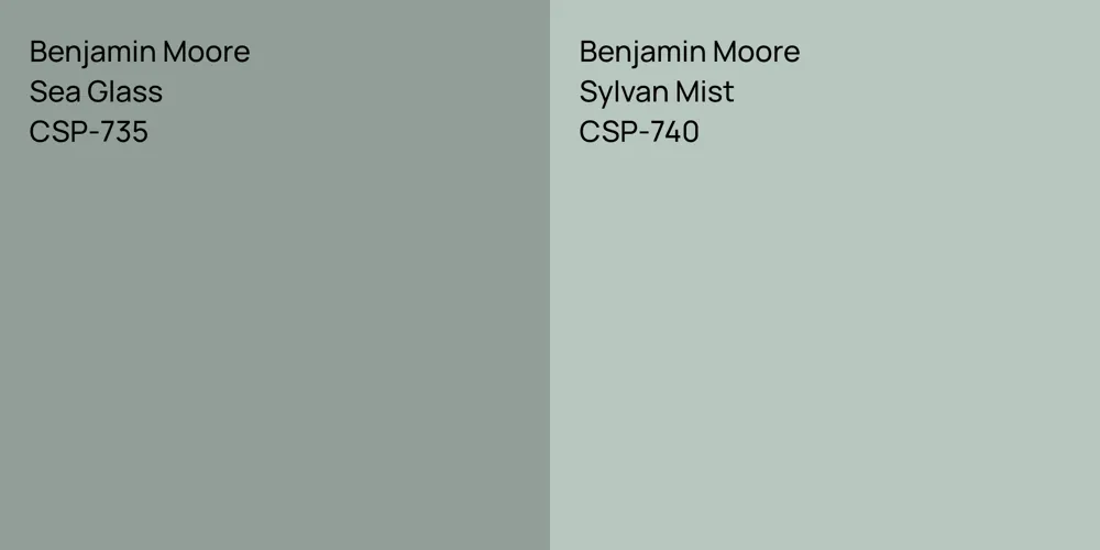 Benjamin Moore Sea Glass vs. Benjamin Moore Sylvan Mist comparison