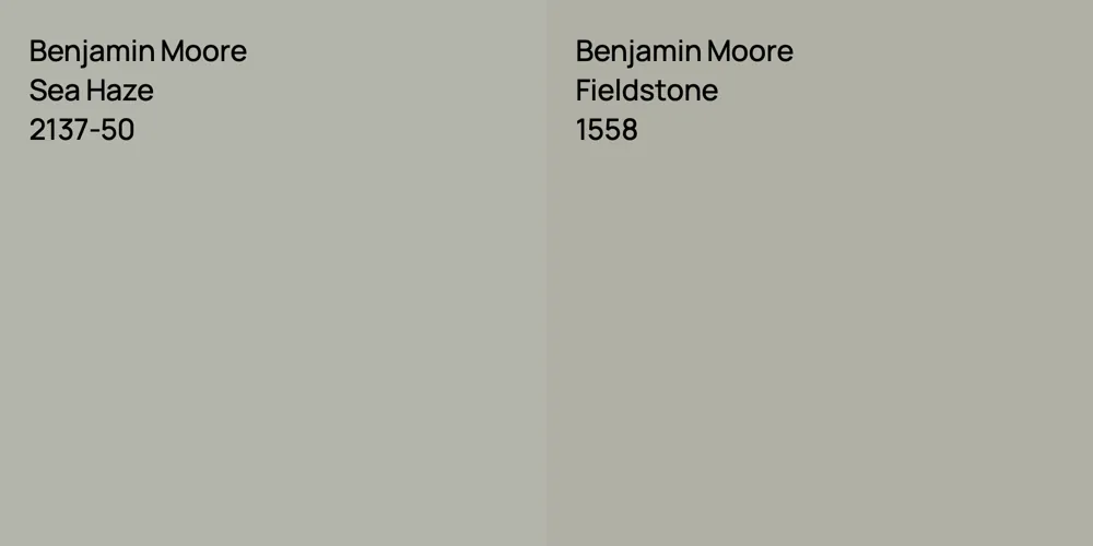 Benjamin Moore Sea Haze vs. Benjamin Moore Fieldstone comparison