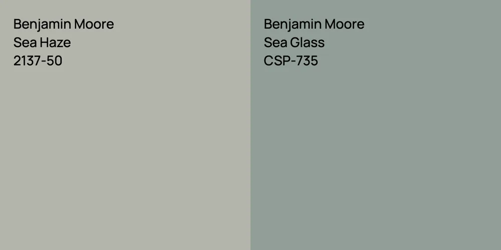 Benjamin Moore Sea Haze vs. Benjamin Moore Sea Glass comparison