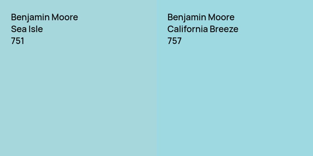 Benjamin Moore Sea Isle vs. Benjamin Moore California Breeze comparison