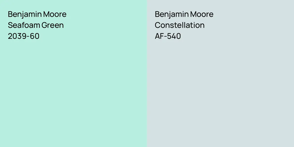 Benjamin Moore Seafoam Green vs. Benjamin Moore Constellation comparison
