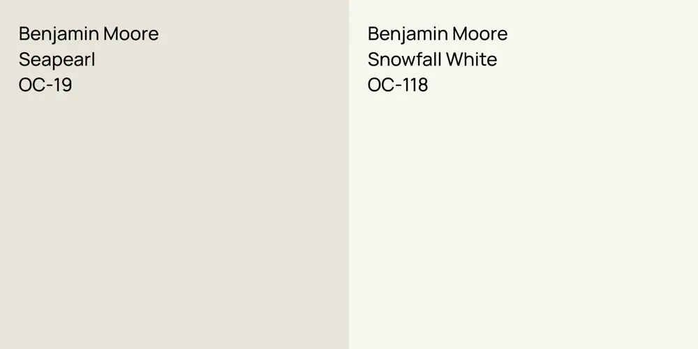 Benjamin Moore Seapearl vs. Benjamin Moore Snowfall White comparison