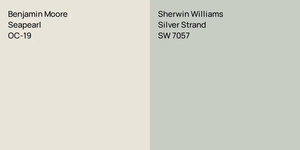 Benjamin Moore Seapearl vs. Sherwin Williams Silver Strand comparison