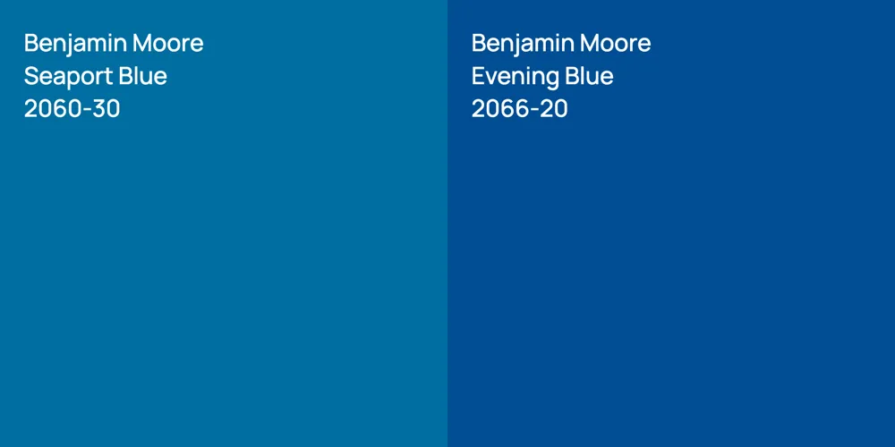 Benjamin Moore Seaport Blue vs. Benjamin Moore Evening Blue comparison