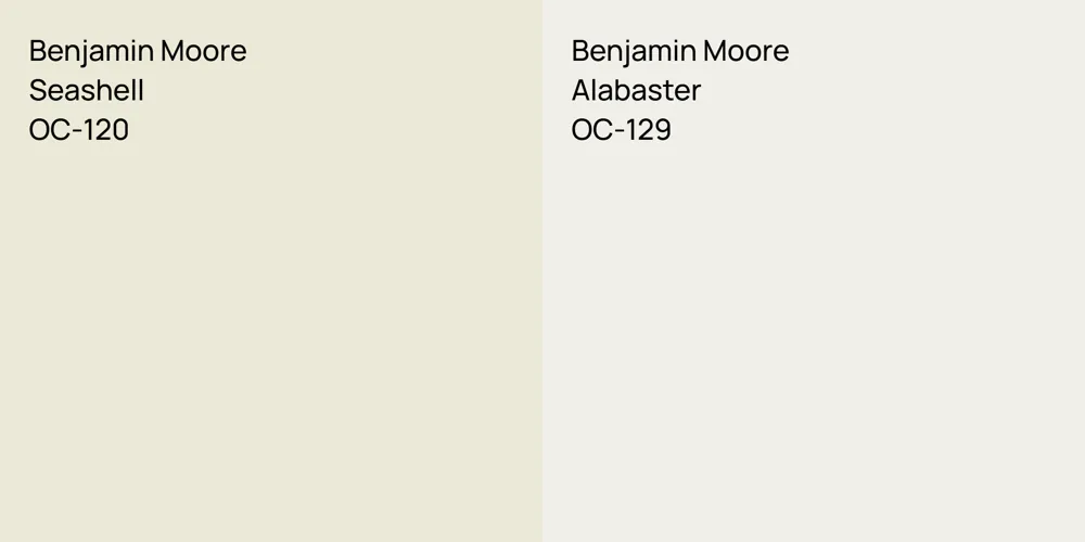 Benjamin Moore Seashell vs. Benjamin Moore Alabaster comparison