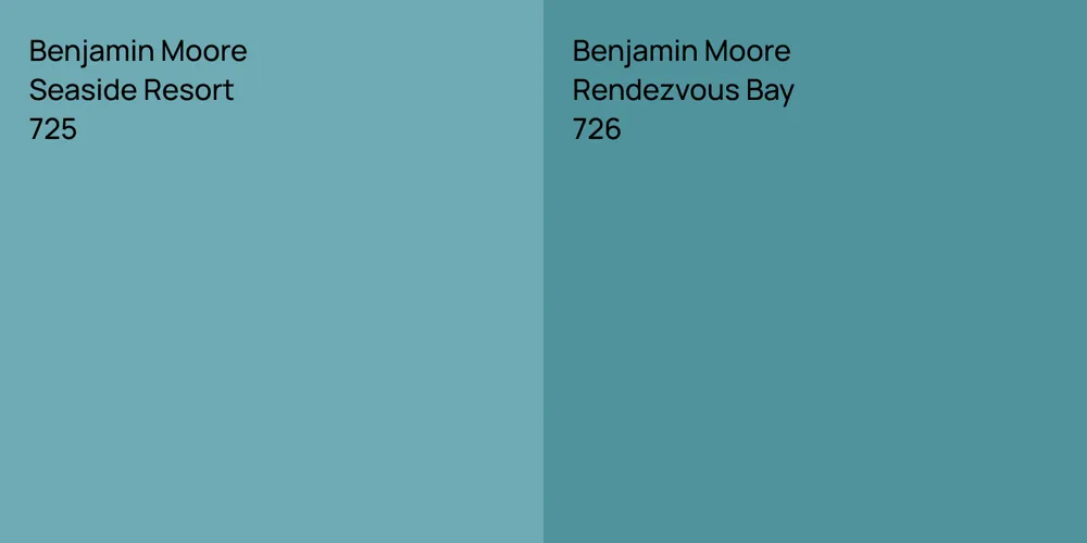 Benjamin Moore Seaside Resort vs. Benjamin Moore Rendezvous Bay comparison