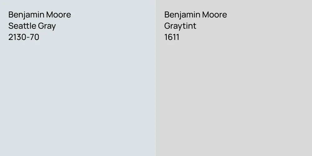 Benjamin Moore Seattle Gray vs. Benjamin Moore Graytint comparison