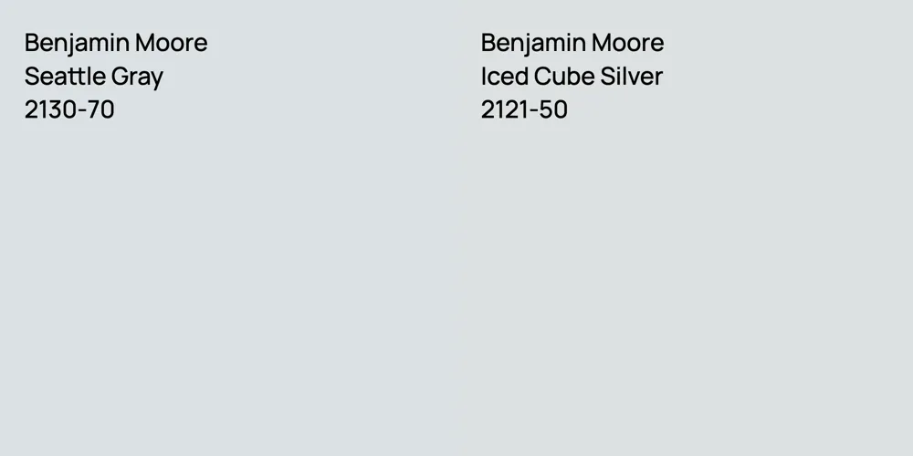 Benjamin Moore Seattle Gray vs. Benjamin Moore Iced Cube Silver comparison