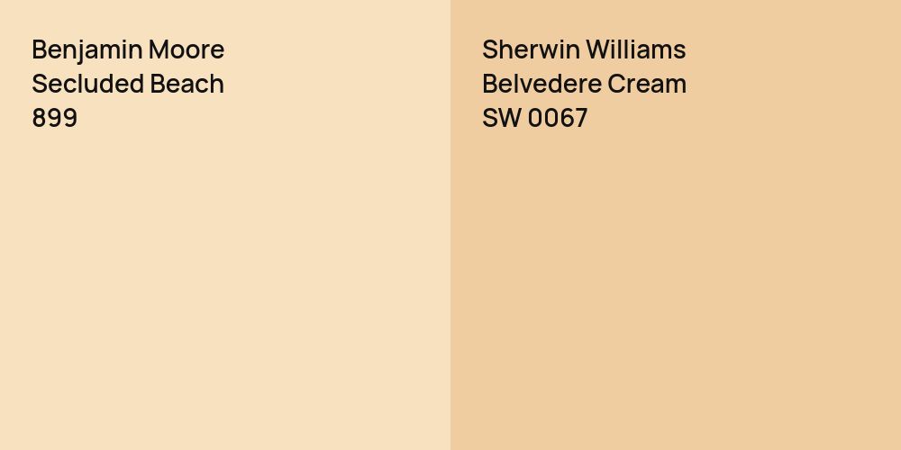 Benjamin Moore Secluded Beach vs. Sherwin Williams Belvedere Cream ...