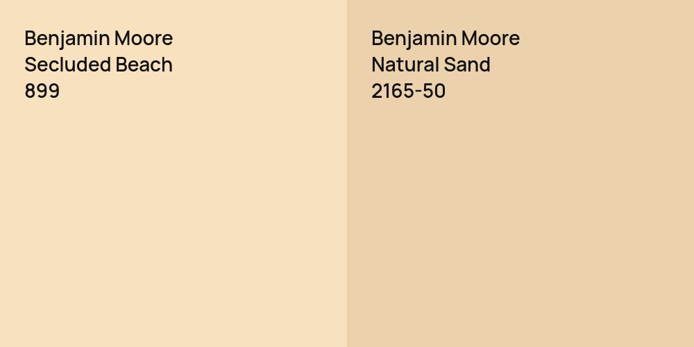Benjamin Moore Secluded Beach vs. Benjamin Moore Natural Sand comparison