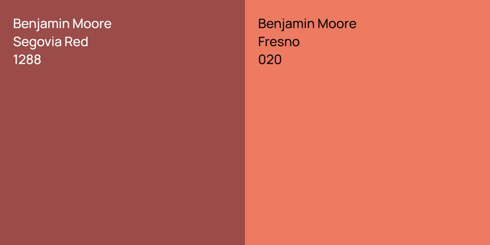 Benjamin Moore Segovia Red vs. Benjamin Moore Fresno comparison