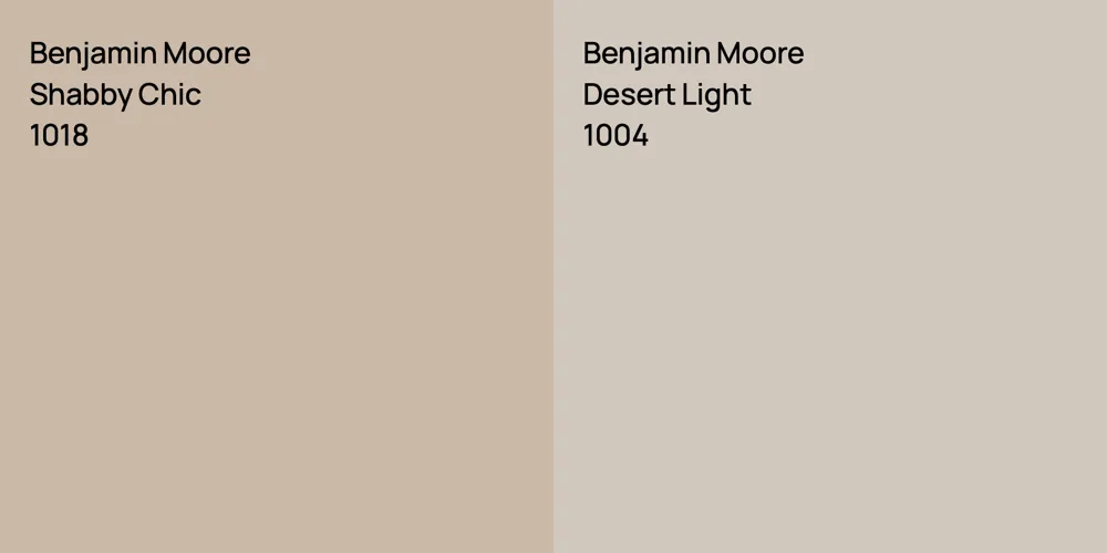 Benjamin Moore Shabby Chic vs. Benjamin Moore Desert Light comparison