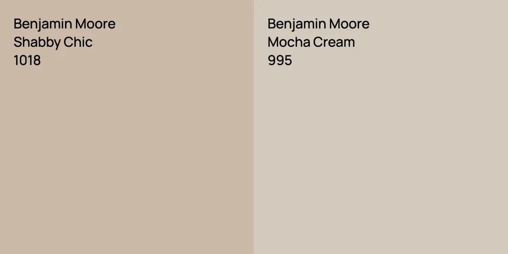 Benjamin Moore Shabby Chic vs. Benjamin Moore Mocha Cream comparison