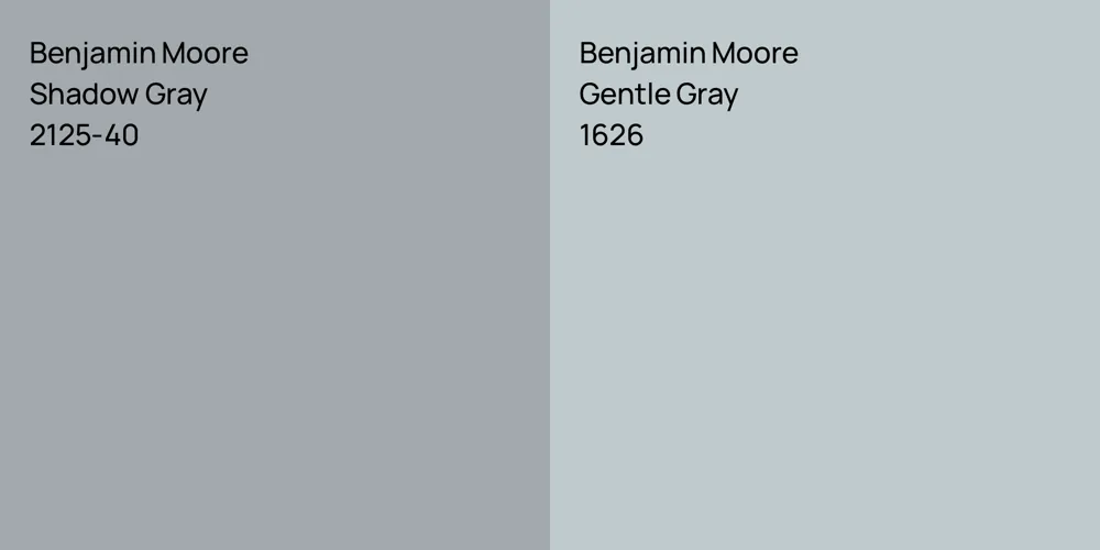 Benjamin Moore Shadow Gray vs. Benjamin Moore Gentle Gray comparison