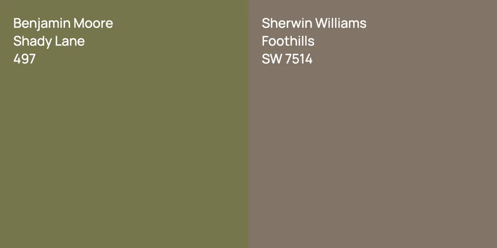 Benjamin Moore Shady Lane vs. Sherwin Williams Foothills comparison