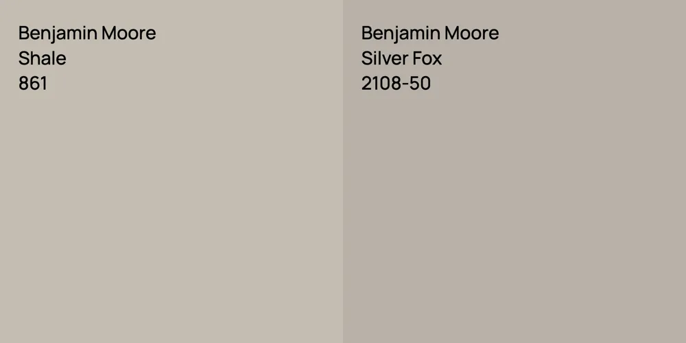 Benjamin Moore Shale vs. Benjamin Moore Silver Fox comparison