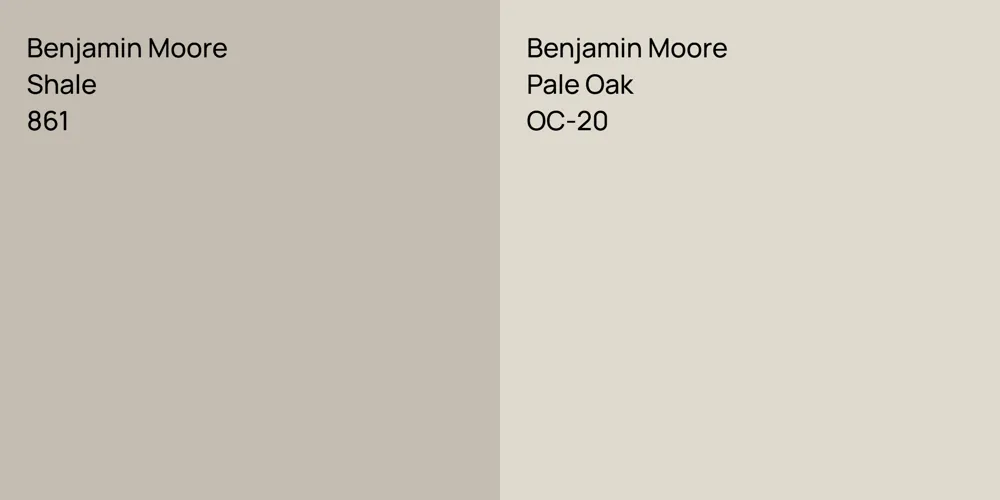 Benjamin Moore Shale vs. Benjamin Moore Pale Oak comparison