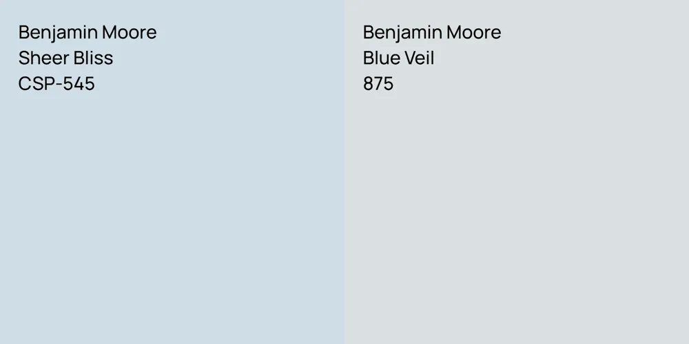Benjamin Moore Sheer Bliss vs. Benjamin Moore Blue Veil comparison