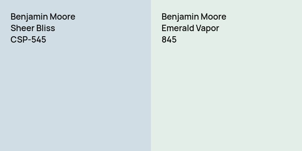 Benjamin Moore Sheer Bliss vs. Benjamin Moore Emerald Vapor comparison