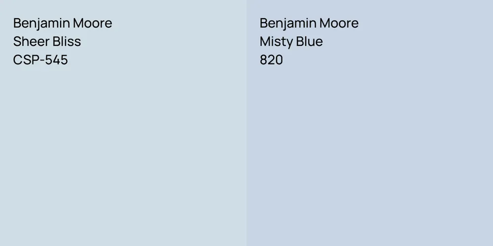 Benjamin Moore Sheer Bliss vs. Benjamin Moore Misty Blue comparison