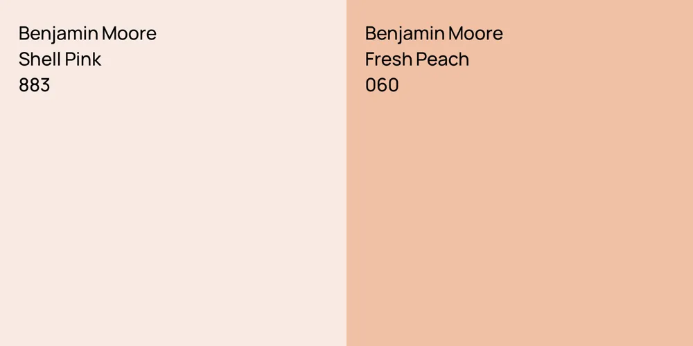 Benjamin Moore Shell Pink vs. Benjamin Moore Fresh Peach comparison