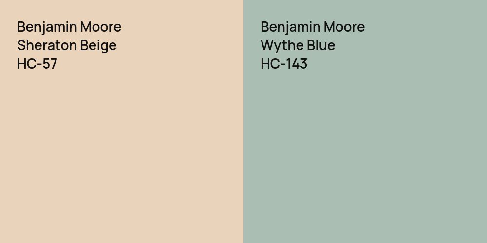 Benjamin Moore Sheraton Beige vs. Benjamin Moore Wythe Blue comparison