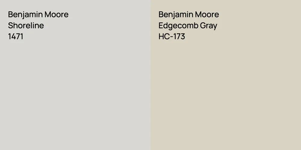 Benjamin Moore Shoreline vs. Benjamin Moore Edgecomb Gray comparison