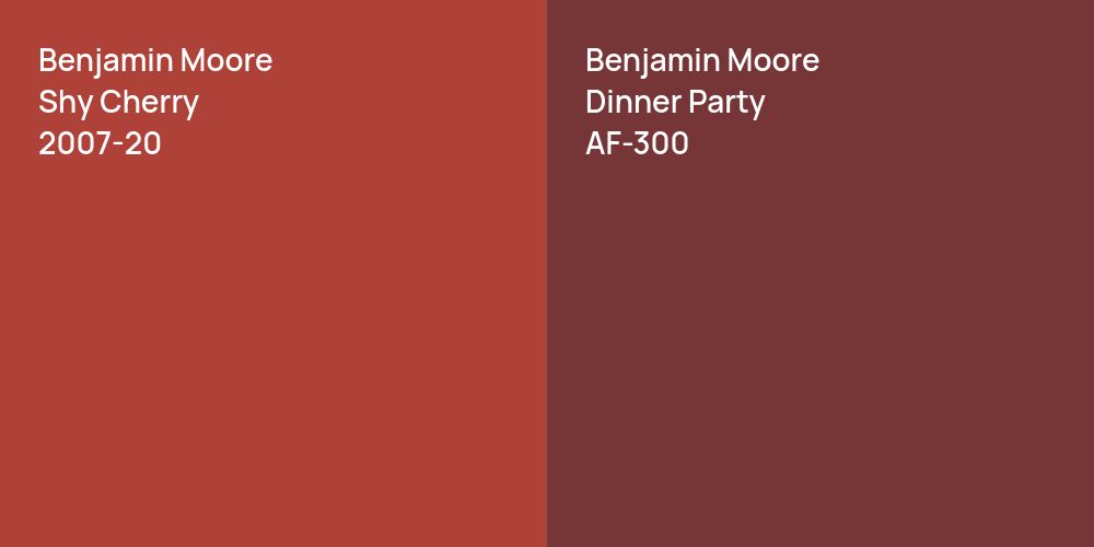 Benjamin Moore Shy Cherry vs. Benjamin Moore Dinner Party comparison