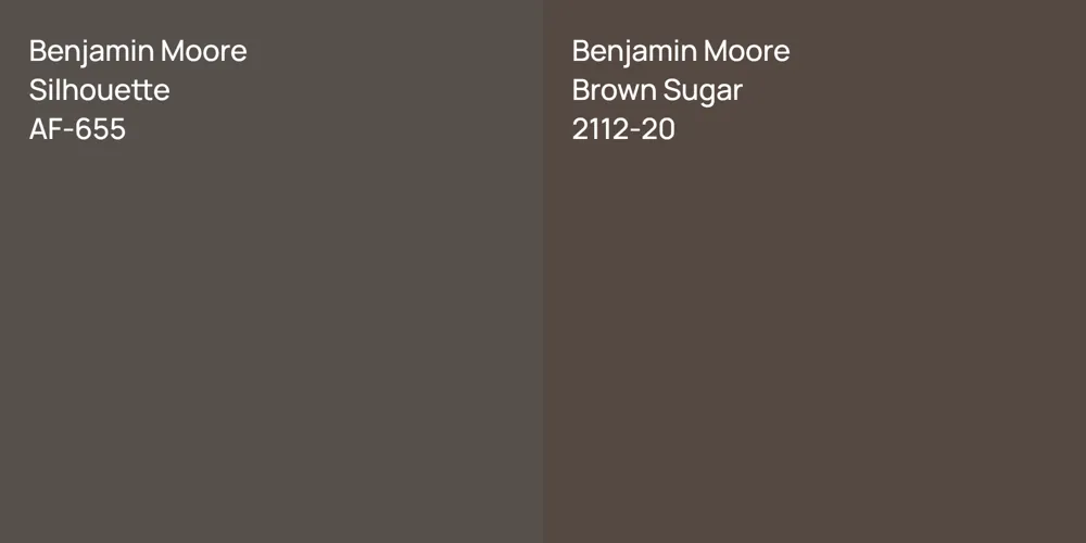 Benjamin Moore Silhouette vs. Benjamin Moore Brown Sugar comparison