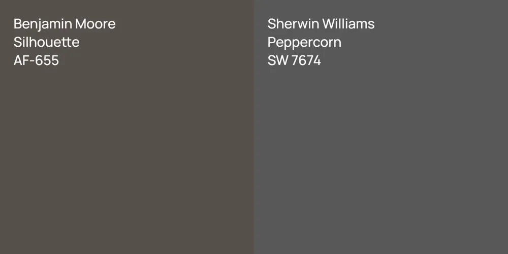Benjamin Moore Silhouette vs. Sherwin Williams Peppercorn comparison