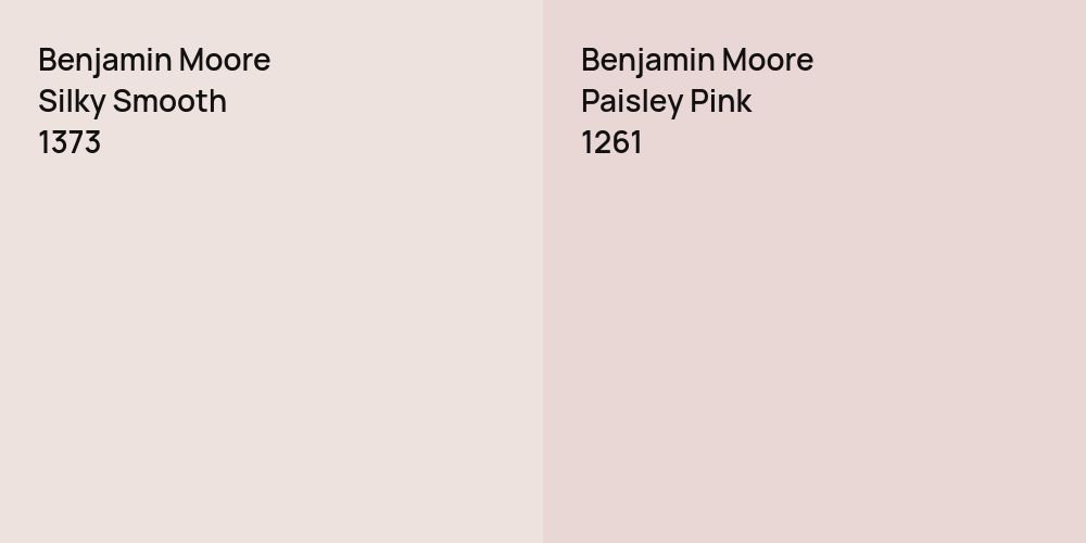 Benjamin Moore Silky Smooth vs. Benjamin Moore Paisley Pink comparison