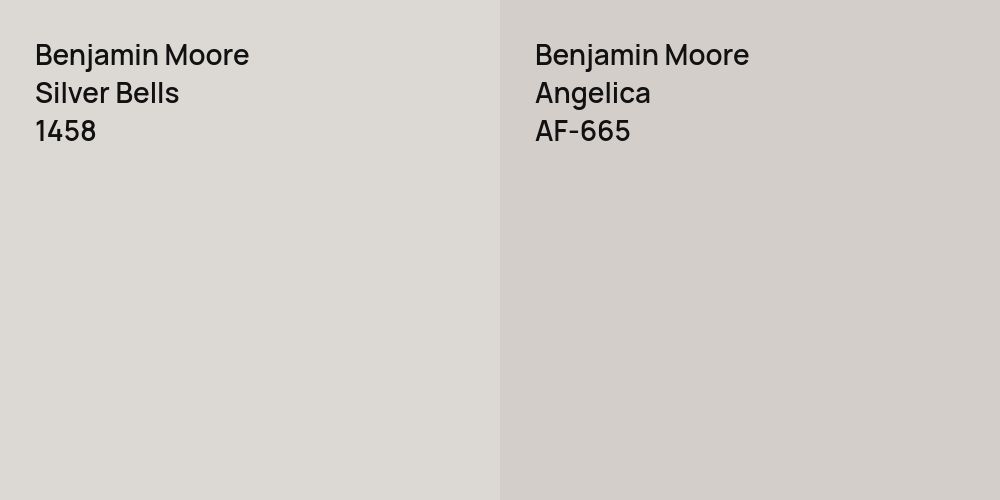 Benjamin Moore Silver Bells vs. Benjamin Moore Angelica comparison