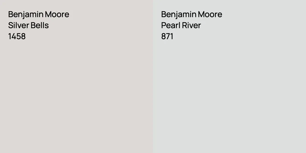 Benjamin Moore Silver Bells vs. Benjamin Moore Pearl River comparison