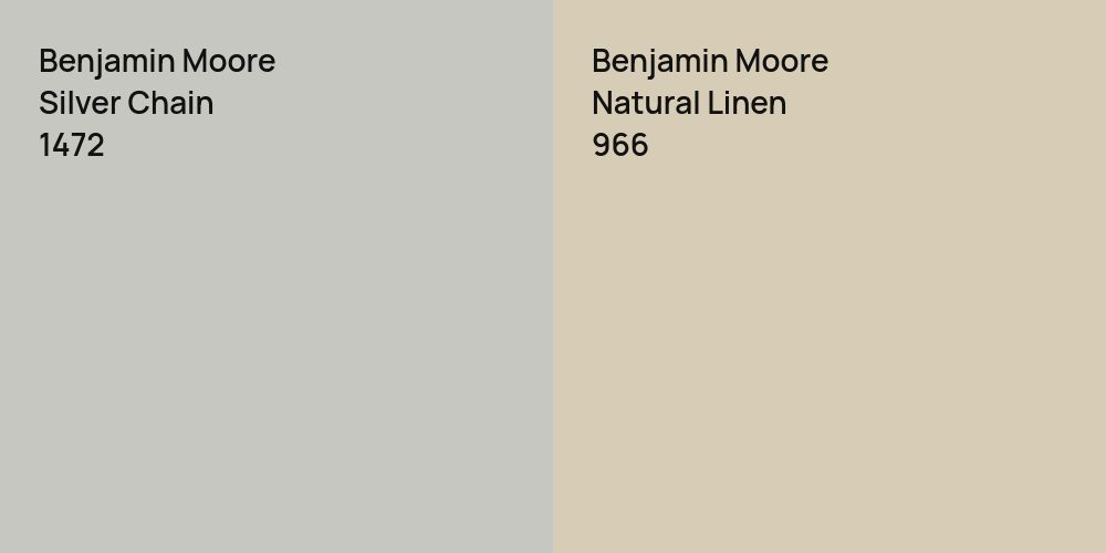 Benjamin Moore Silver Chain vs. Benjamin Moore Natural Linen comparison