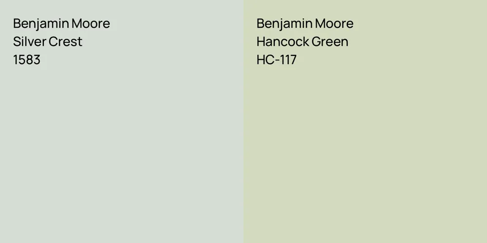 Benjamin Moore Silver Crest vs. Benjamin Moore Hancock Green comparison